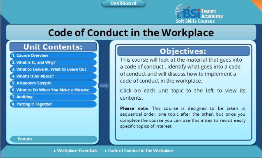Code of Conduct in the Workplace – eBSI Export Academy