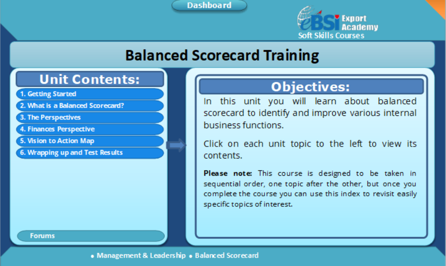 Balanced Scorecard In Practice – eBSI Export Academy