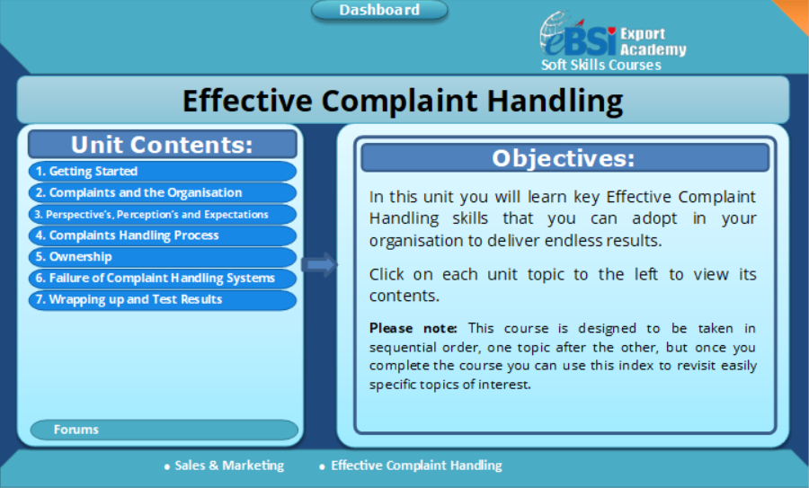 Effective Complaint Handling – eBSI Export Academy