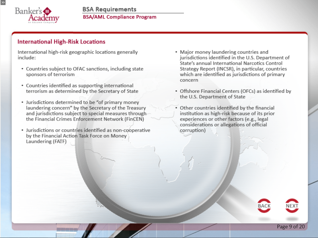 BSA Requirements for Compliance Staff – eBSI Export Academy