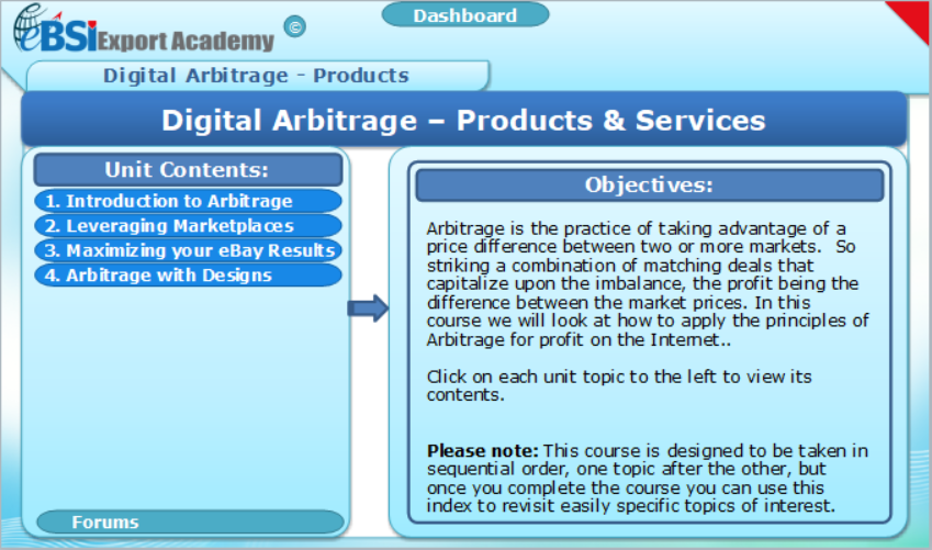 Digital Arbitrage - Products – eBSI Export Academy