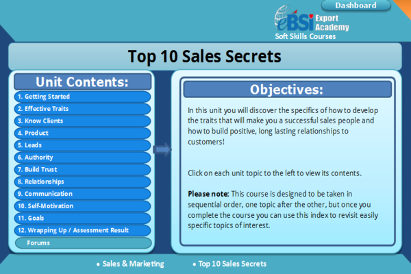 Top 10 Sales Secrets – eBSI Export Academy