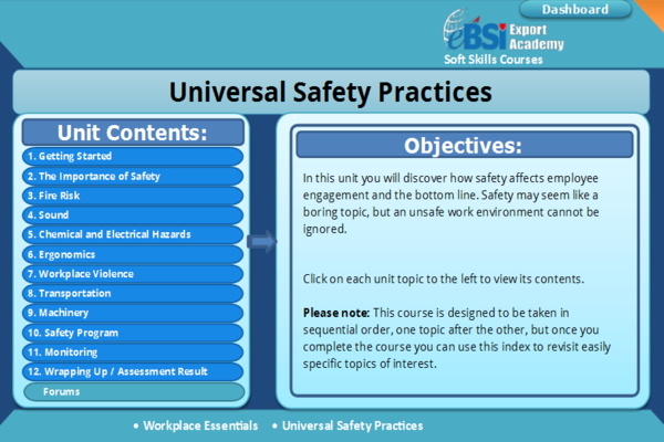 Universal Safety Practices – eBSI Export Academy