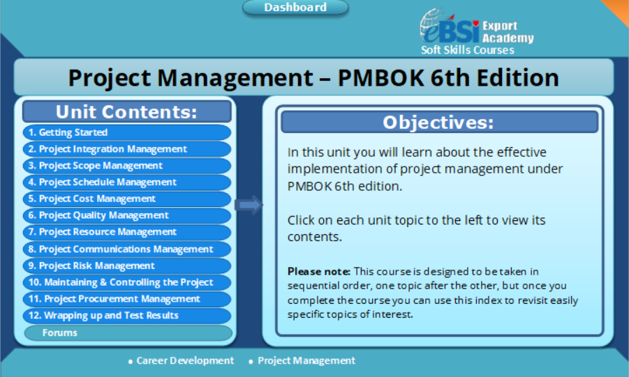 Project Management – PMBOK 6th Edition – eBSI Export Academy