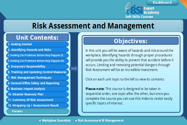 Risk Assessment and Management – eBSI Export Academy