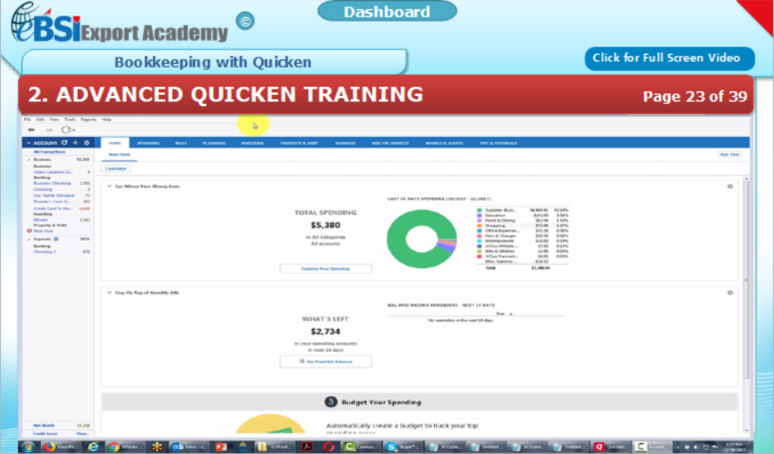 Bookkeeping with Quicken – eBSI Export Academy