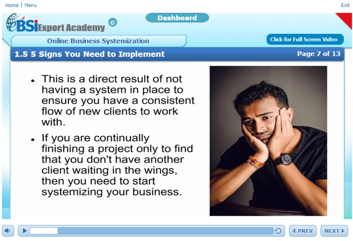 Online Business Systemization – eBSI Export Academy